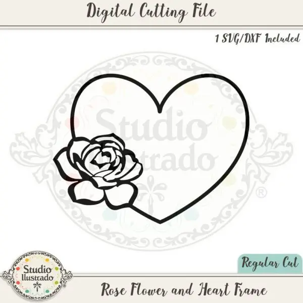 Rose Flower and Heart Frame – Studio Ilustrado
